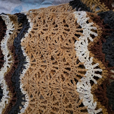 Autumn Moon Wrap Crochet PDF PATTERN Blanket Scarf, Feather & Fan ...