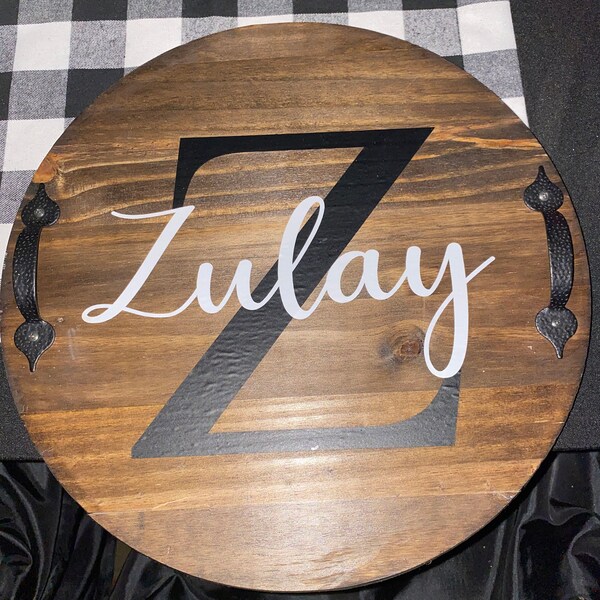 Personalized Last Name Serving Tray • Round Wooden Tray, Home Decor - Etsy