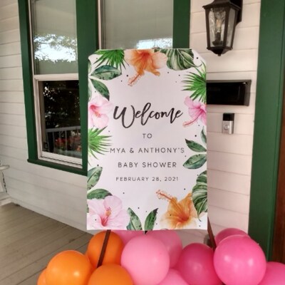 Tropical Birthday Party Welcome Sign Template Palm Jungle - Etsy