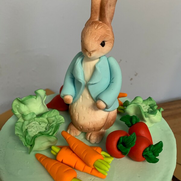 Fondant Rabbit Vegetables Garden Cake Decoration - Etsy