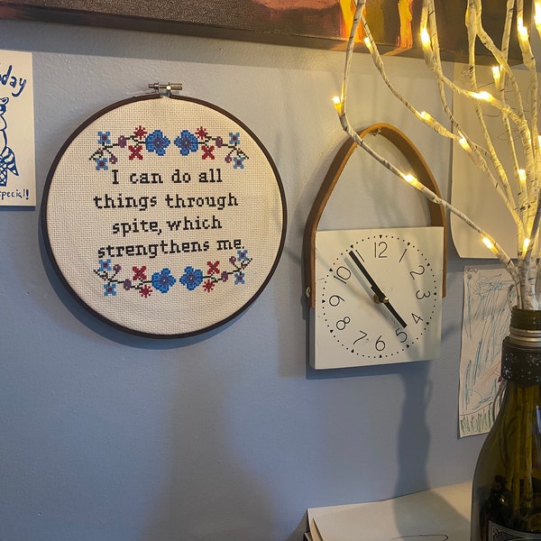 Mini Square Clock - White Clock With Leather - 6" Wood Clock - Small ...