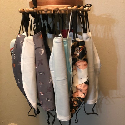 Handmade Hardwood Revolving Tie/necklace/mask Rack Space Saving Closet ...