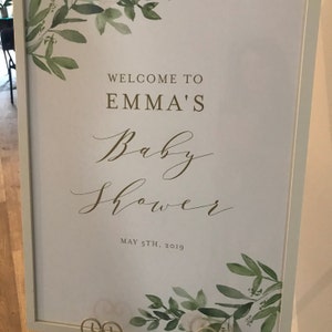 Printable Greenery Baby Shower Welcome Sign Template DIY - Etsy