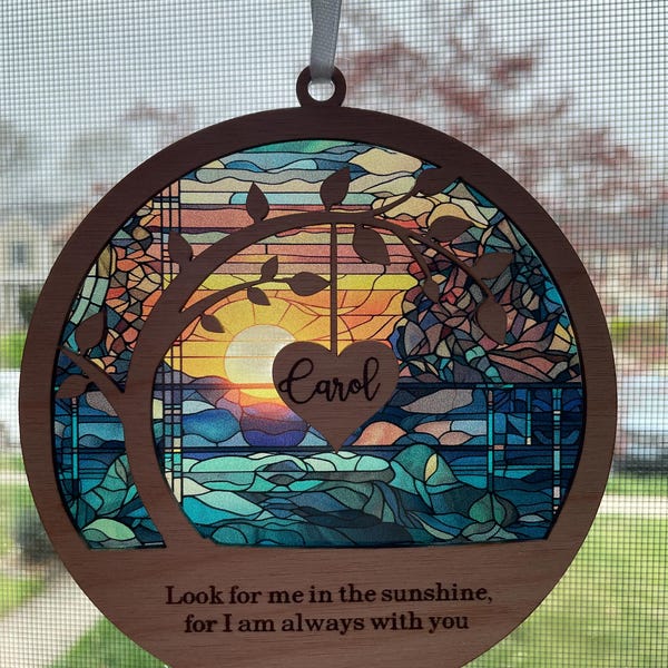 Sun Catcher Sympathy Gift, Poem Card Memorial Suncatcher, Sympathy Gift ...