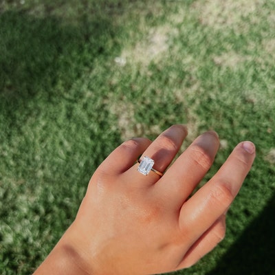 4CT Emerald Cut Moissanite Engagement Ring Emerald Moissanite - Etsy