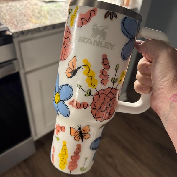 Floral Hand Painted Stanley / Custom Hand Painted Stanley / Painted ...