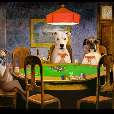 Custom Pet Portrait, Dogs Playing Poker, Pet Playing Poker, Funny Pet ...