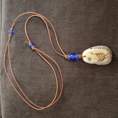 Freyja Chooing the Slain, Bone Pyrography Amulet Talisman Necklace ...