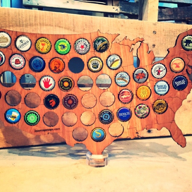 OriginalBeerCapMaps - Etsy