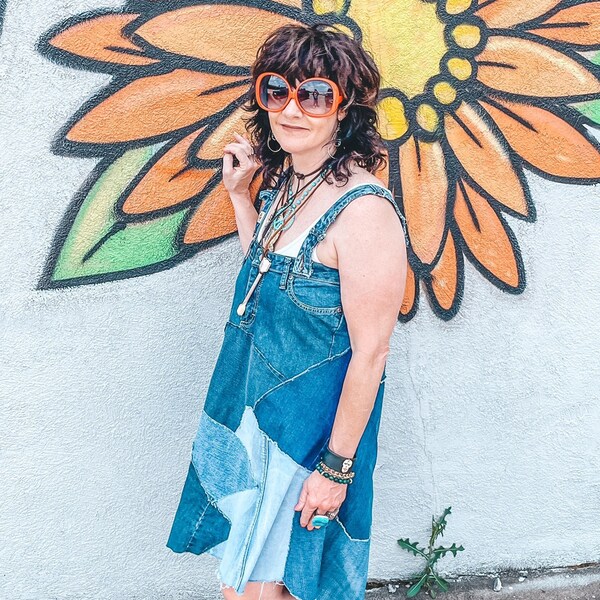 Upcycled Long Flowy Denim and Fabric Jacket Small - Etsy