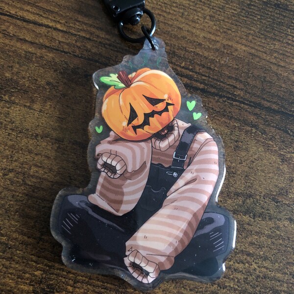 Autumn Pumpkin Head Keychain! // Acrylic 3in Keychain - Etsy