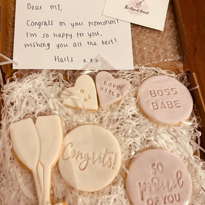 New Job Congratulations Good Luck Personalised Biscuit Cookies Box Gift ...