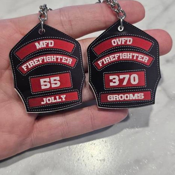 Firefighter Helmet Shield Custom Acrylic Keychain, Fireman Keychain ...