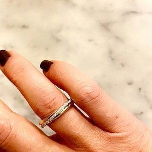 Three Tone Ring, 14K / 18K Gold Diamonds Band, Anniversary Ring ...