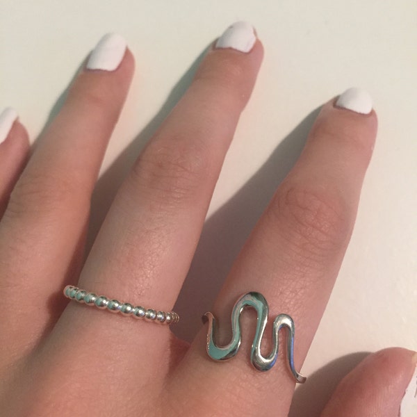 Sterling Silver Wavy Ring - Dainty Wave 925 Rings for Women - Funky ...