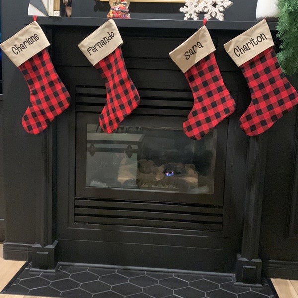 Buffalo Check Christmas Stocking - Personalized Plaid Stocking - Etsy