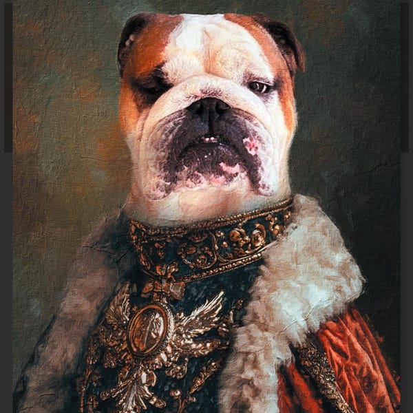 Custom Dog Portrait, King Queen Pet Art, Personalized Pet Gift ...