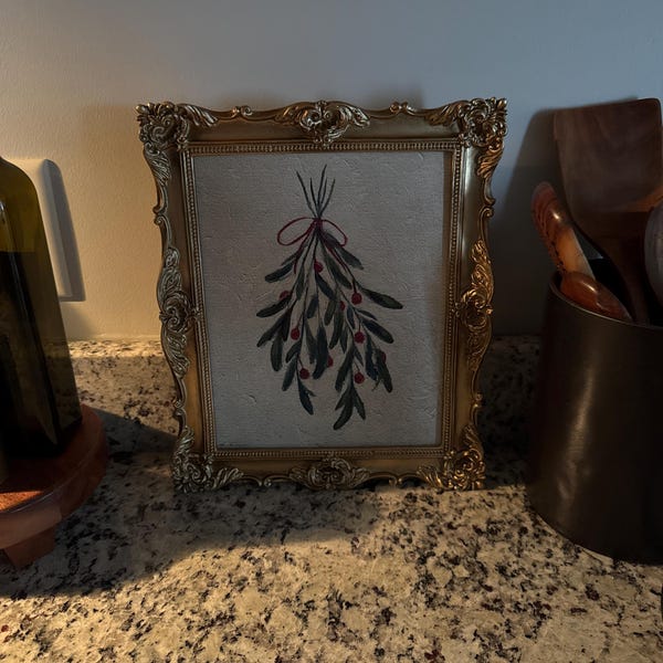 MISTLETOE Art Print - Unframed Mistletoe Oil Painting Artwork - Winter ...