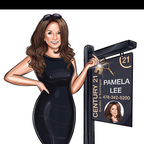 Cartoon Logo, Real Estate Agent, Business Logo Portrait, Custom ...