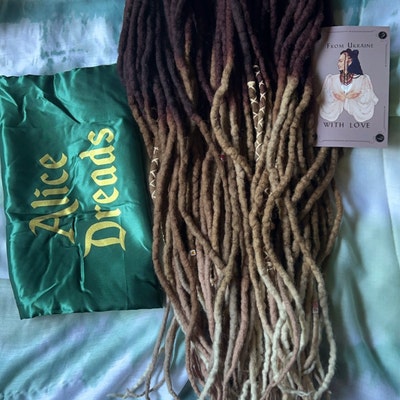 Double Ended Wool Dread Extensions Bohemian Dreads Dark Brown Emerald ...