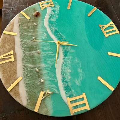 Ocean Wave Art Sea Coffee Table, Luxury Ocean Wood Resin Coffee Table ...