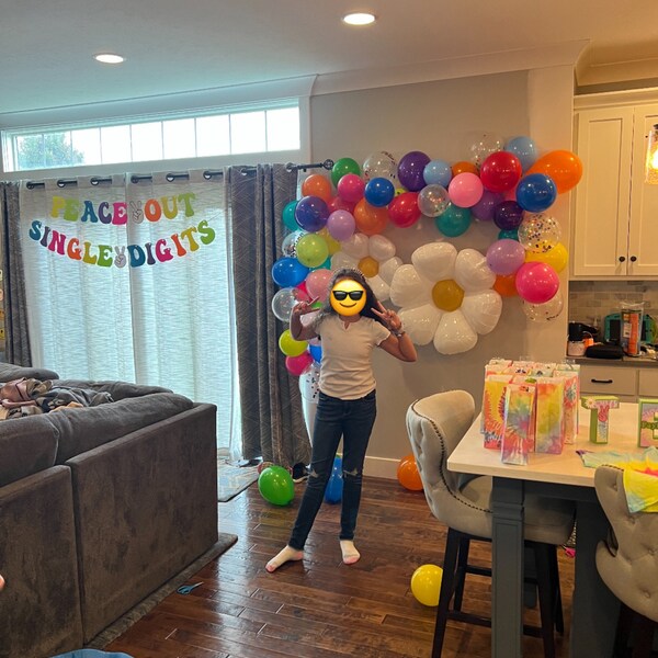 Peace Out Single Digits 10th Birthday Banner | Tie Dye Themed Peace ...