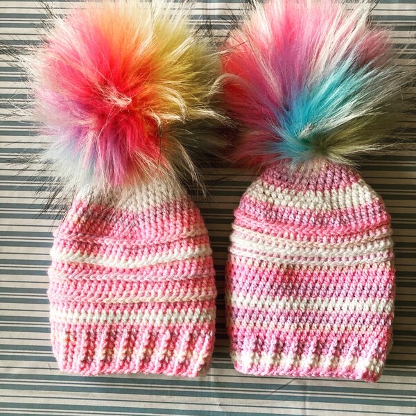 Mardi Gras Handmade Rainbow Faux Fur Pom Pom / UK Seller / Pom Pom for ...