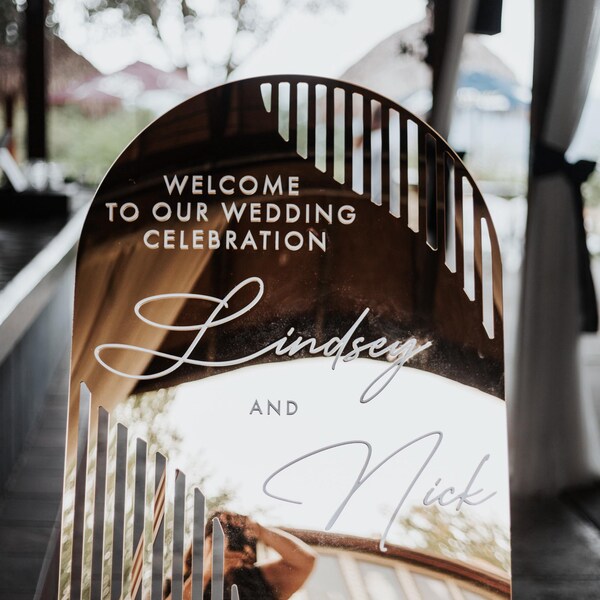 Mirror Gold Wedding Welcome Sign, Acrylic Welcome Sign, Boho Arch ...