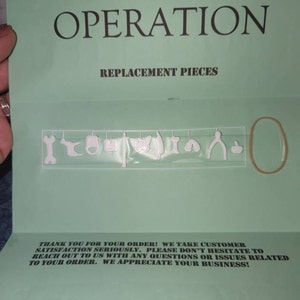 Operation Game Replacement Pieces & Parts Complete Set of 12 Ailments ...