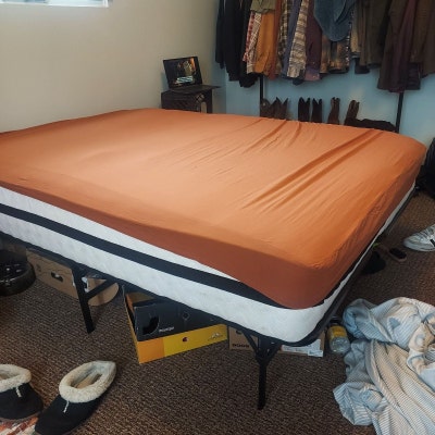 100% Cotton Rust Brown Fitted Flat Sheet Set With Pillowcases , Bed ...