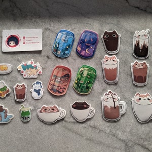 Coffee Cup Cat Sticker Set Cute Cat Sticker Waterproof Durable Stickers ...