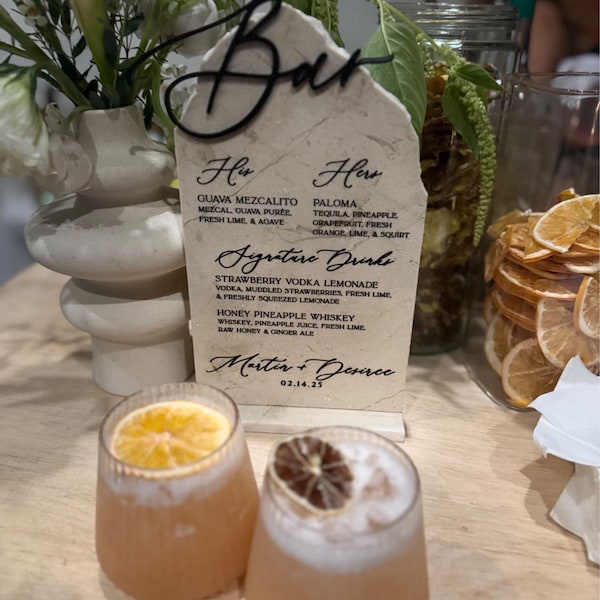 Marble Natural Stone Bar Sign Wedding Signage - Etsy