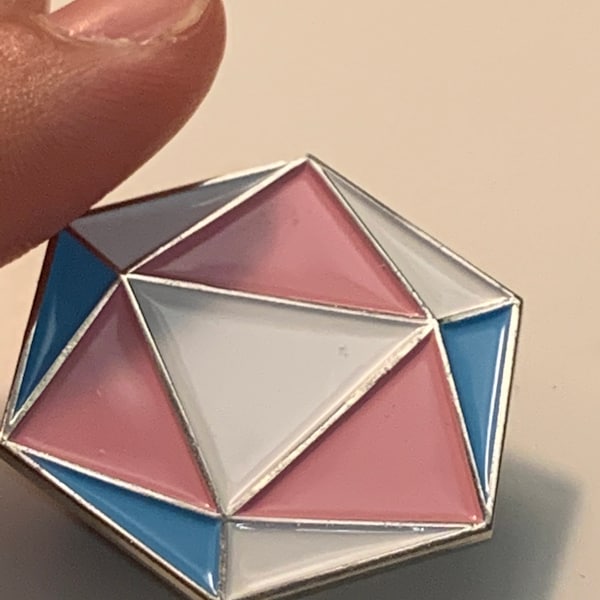Trans Pride D20 Gaming Dice Enamel Pin in LGBTQ+ Transgender Flag ...