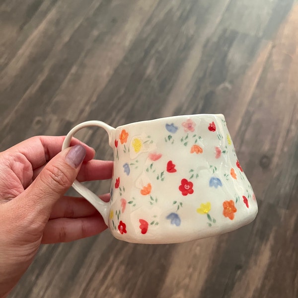 Dainty Flower Mug — Handmade Ceramic Hand Painted | Gift - Etsy