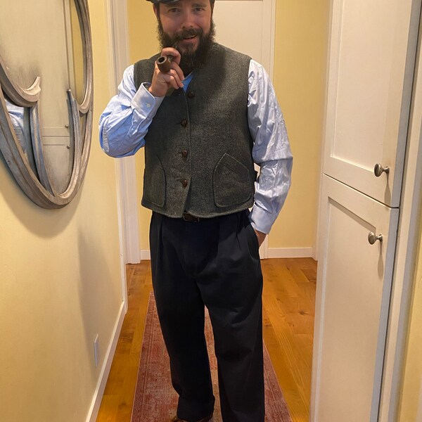 Vintage LANDS END Dark Blue Cotton Corduroy Trousers 34 X 28.75 Made in ...