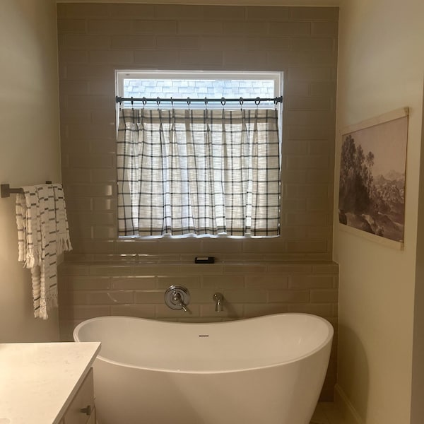 Pleated Lynn Block Print Cafe Curtain , Tier Curtains, Kitchen Curtains ...