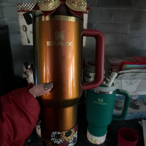 Maroon Gold Bow Straw Topper, Stanley Country Gold Tumbler Straw Topper ...