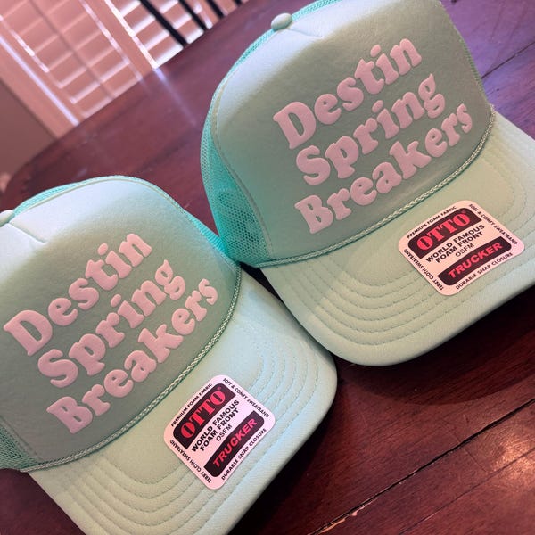 Spring Break Custom Puff Print Trucker Hat, Girls Vacation Custom Hat ...