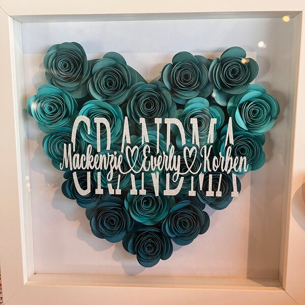 Flower Shadow Box, Personalized Shadow Box, Heart Flower Box, Song Name ...