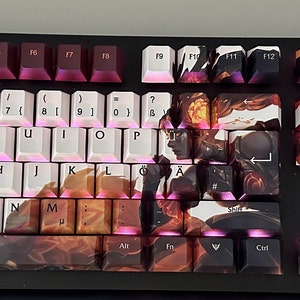 Shyvana the Half-dragon LOL Series Keycap Set, 127 Keys PBT for Mechanical Keyboard OEM Profile ...