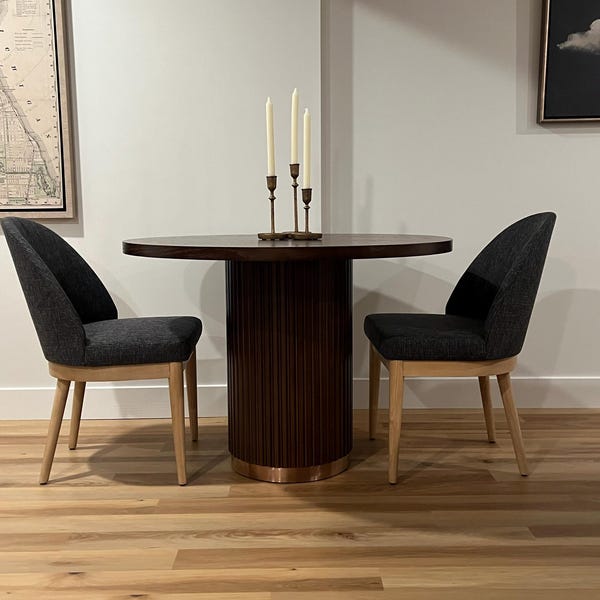 Custom Round Fluted Wood Dining Table Handmade Modern Pedestal Table ...