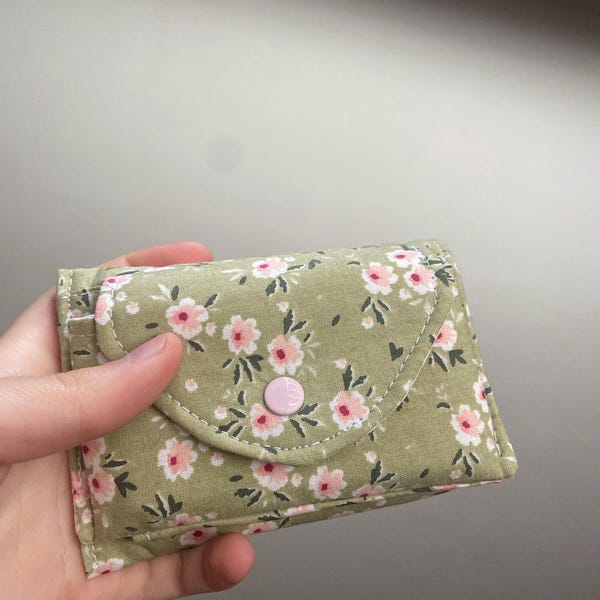 Handmade Card Holder With Keychain 4 Card Slots, Snap Closure, Colorful ...