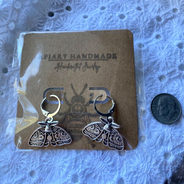 Silver Moth Huggies, Insect Earrings - Etsy