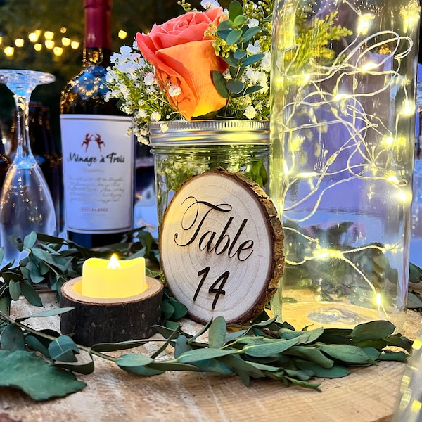 Farmhouse Wedding Table Decor Rustic Wedding Table Numbers Wood Slice ...