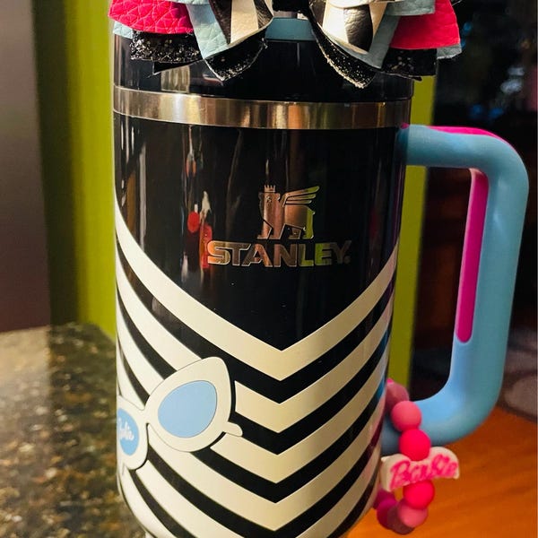 Stanley Tumbler Bow Diamond Glitter Straw Topper Sunshine Yellow Orange ...