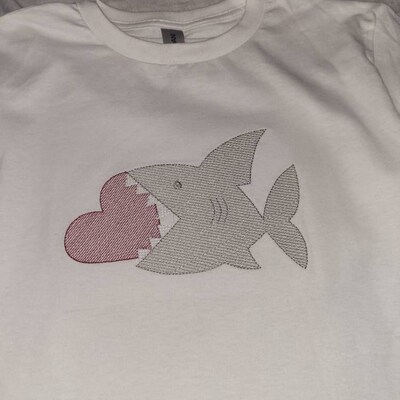 Shark Heart Sketch Stitch Embroidery Design 4x4 5x7 6x10 8x8 8x12 - Etsy