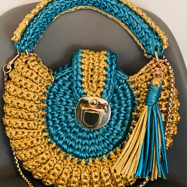 Metallic T-shirt Yarn Crochet Bags Knit Bags Metallic Yarn for Bags ...