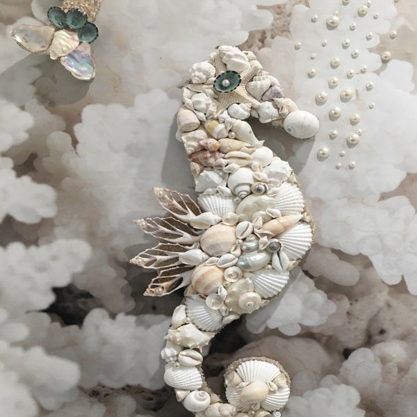 Seashell Seahorse - Seahorse Shell Art - Beach Decor - Seashell ...