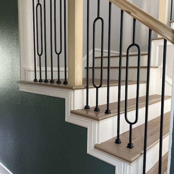 Satin Black Stair Iron Baluster: Modern Metal Spindle 1/2''x1/2''x44 ...