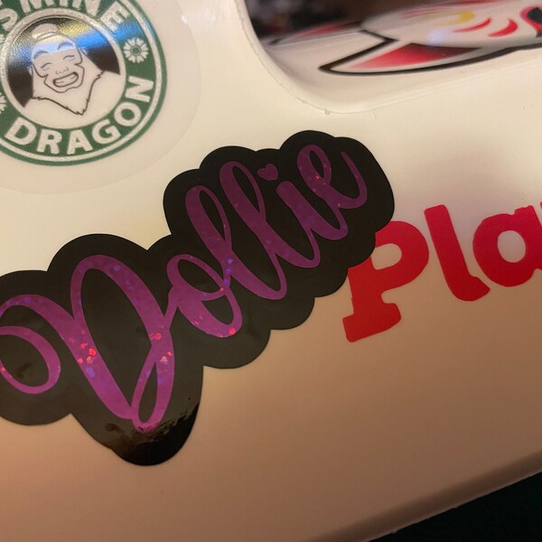 Two Tone Name Sticker - Custom Double Layer Pattern Decal - Two Color ...